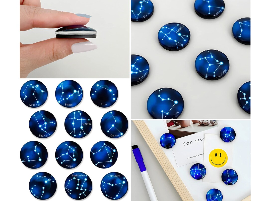 12 Zodiac Constellation Magnets 3D Glass Fridge Magnet Zodiac Magnets ...