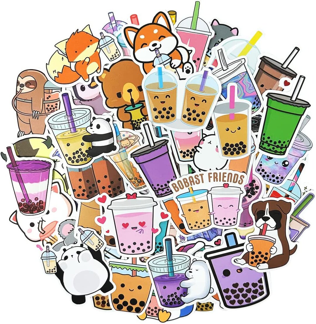 100 Boba Milk Tea Vinyl Stickers Boba Stickers Pearl Milk Tea Water ...