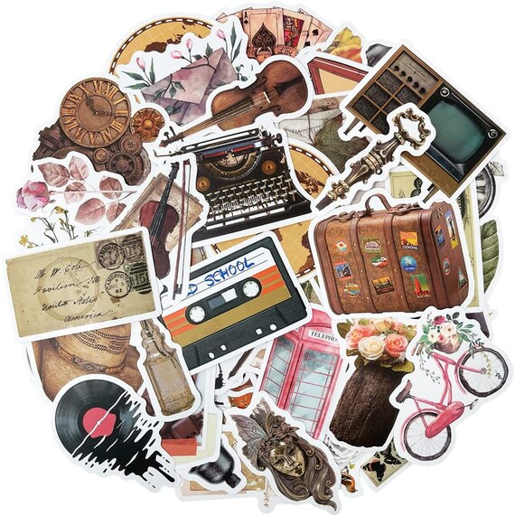 100 Vintage Vinyl Sticker Pack Waterproof Sticker Water Bottle - Etsy