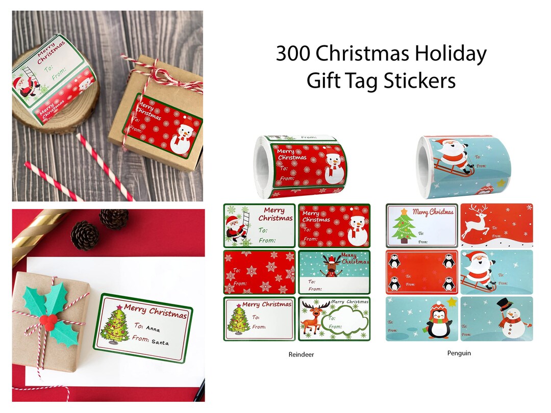300 Christmas Label Stickers Holiday Gift Stickers Christmas Gift Tags ...