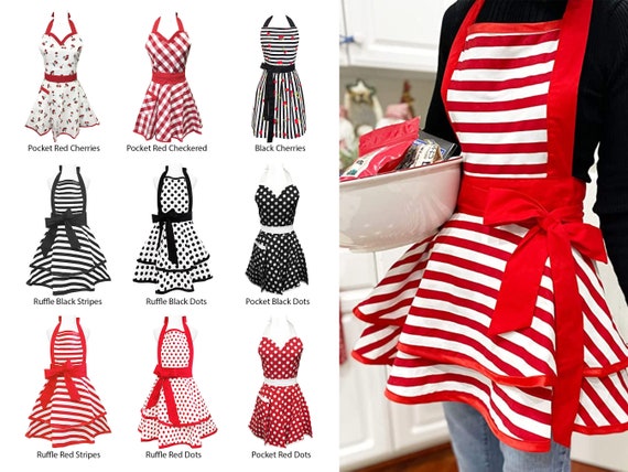 Vintage Retro Kitchen Apron Ruffle Apron Pinup Apron - Etsy