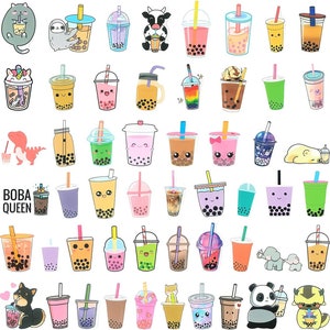 100 Boba Milk Tea Vinyl Stickers Boba Stickers Pearl Milk Tea Water ...