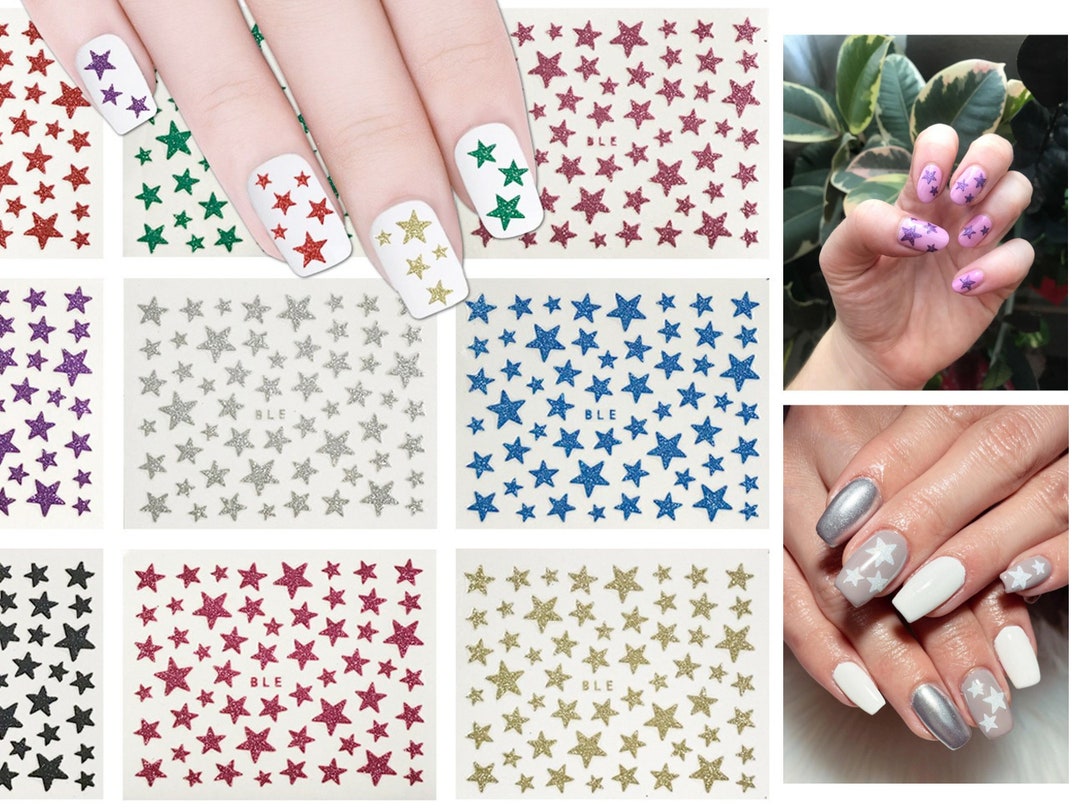 Glitter Stars Nail Stickers Sparkle Star Nail Stickers Sparkle Nails ...