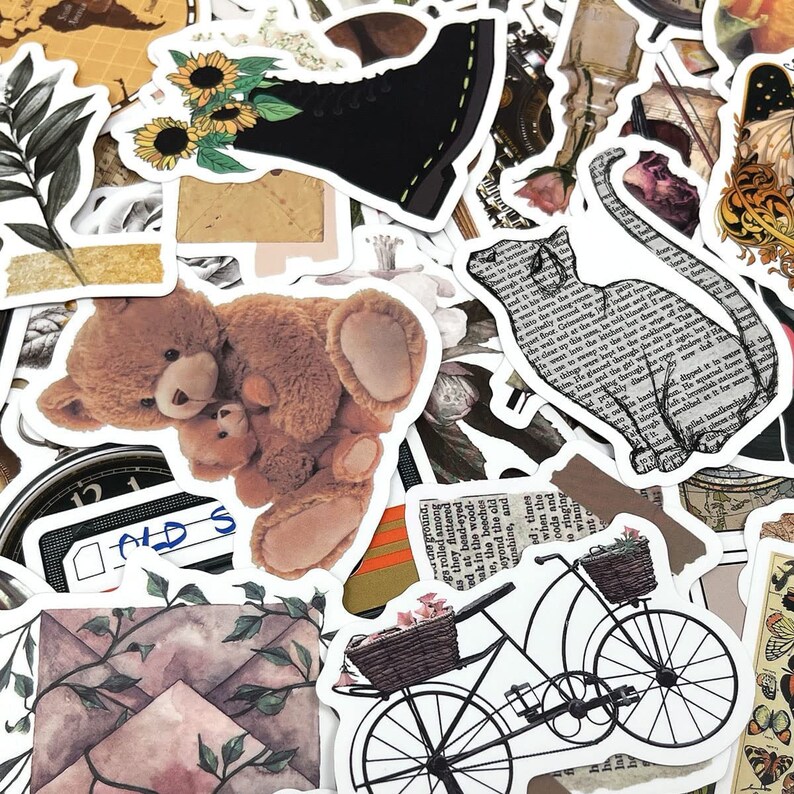 100 Vintage Vinyl Sticker Pack Waterproof Sticker Water Bottle - Etsy