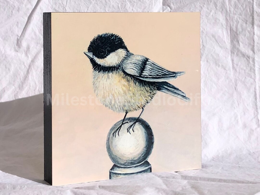 Chickadee Print From Acrylic Painting. Printed on Metal and Attached to ...