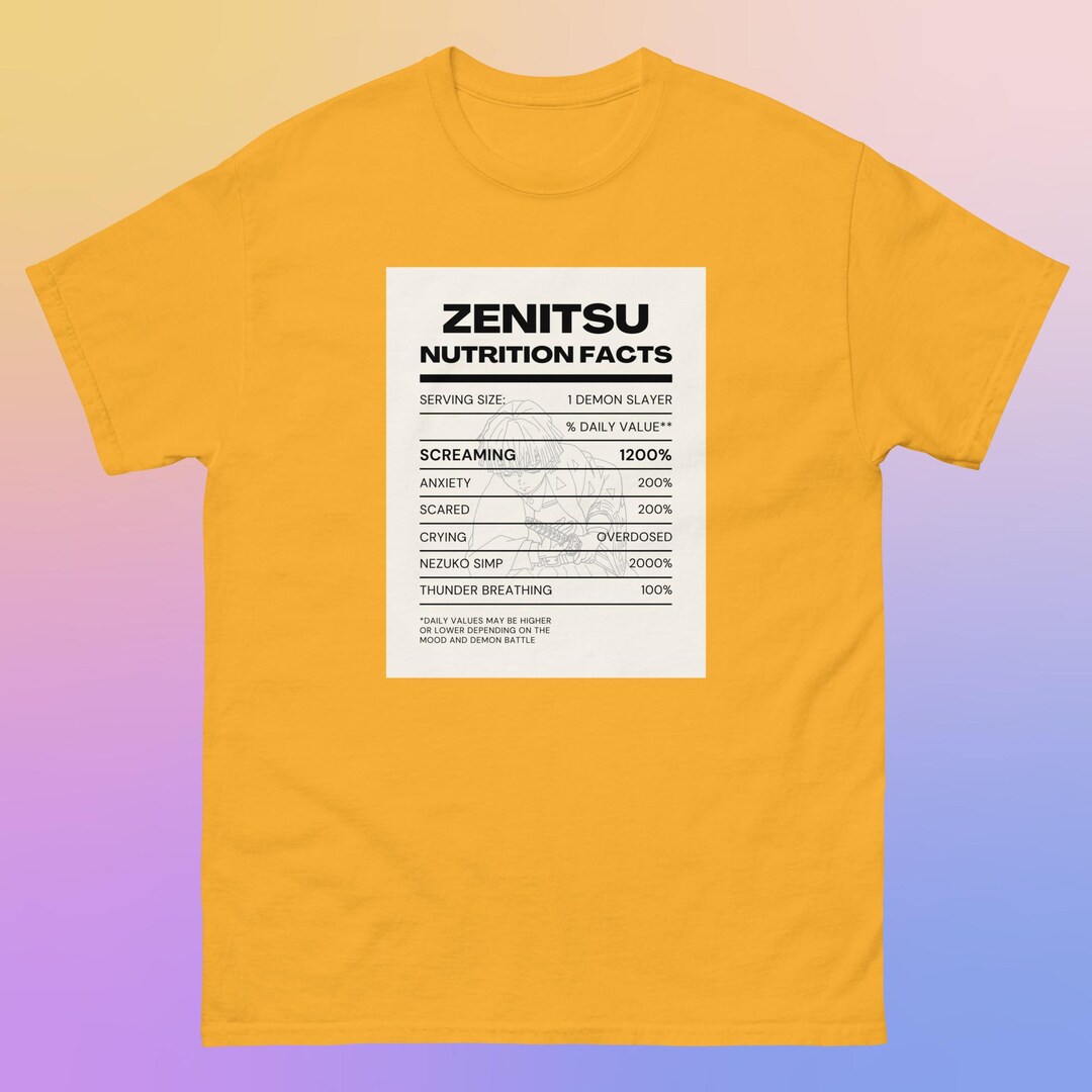Zenitsu Nutrition Facts T-shirt - Etsy