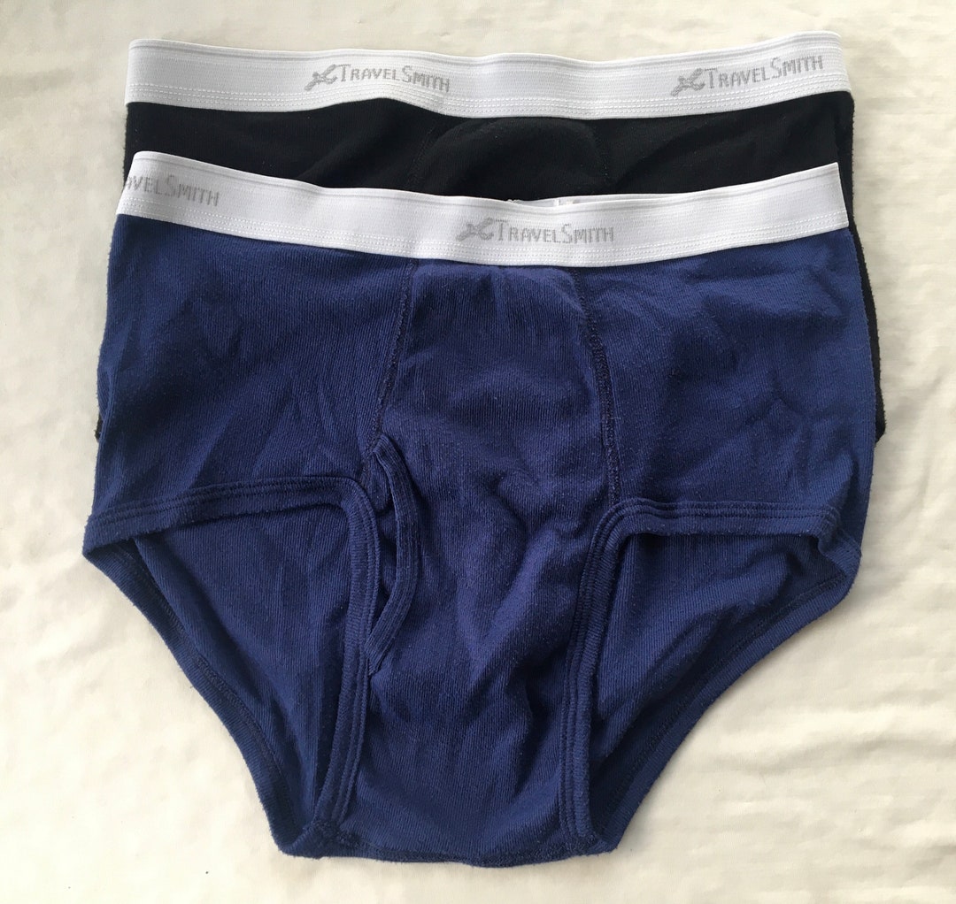 Travelsmith Coolmax Mens XL Colored Briefs Black Blue Polyester Made in ...