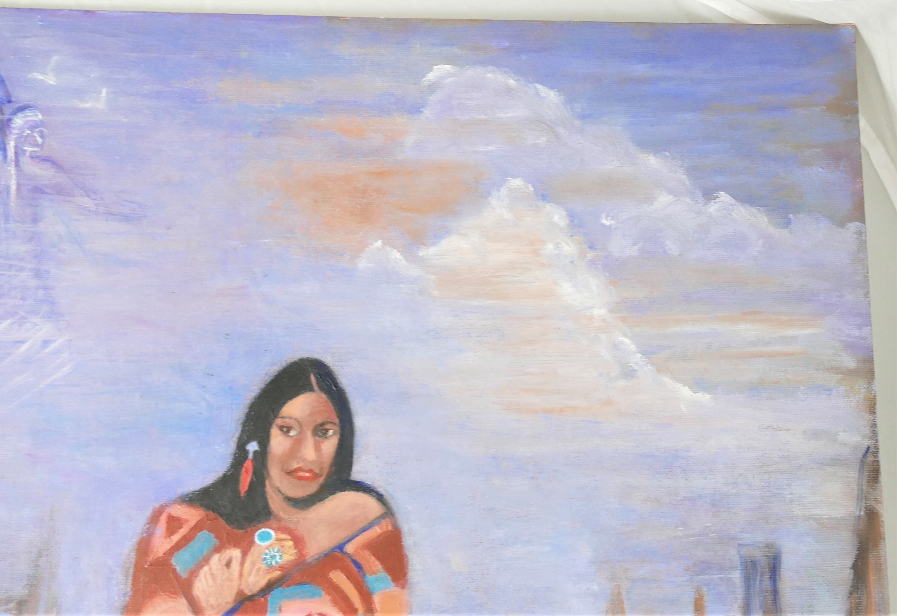 Vintage Native American Woman Large Oil Painting 18" X 24" - Etsy