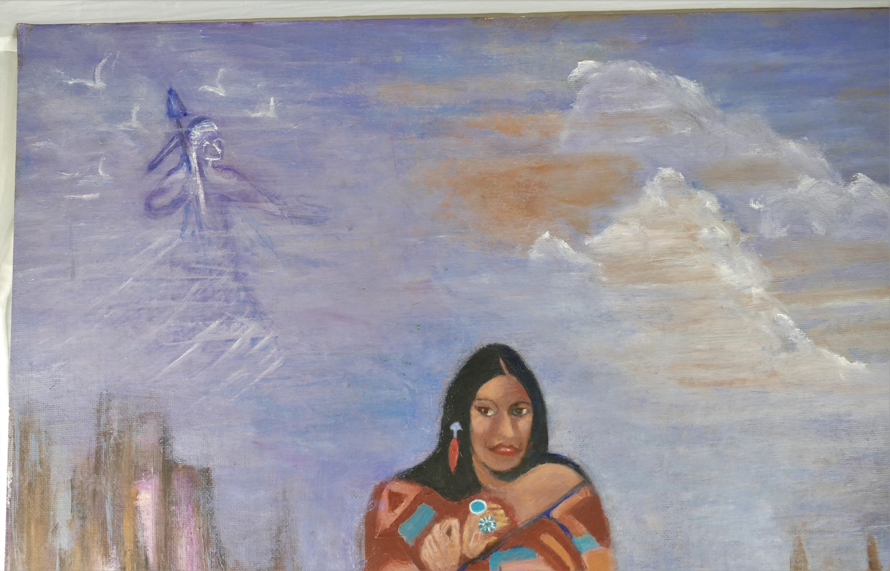 Vintage Native American Woman Large Oil Painting 18" X 24" - Etsy