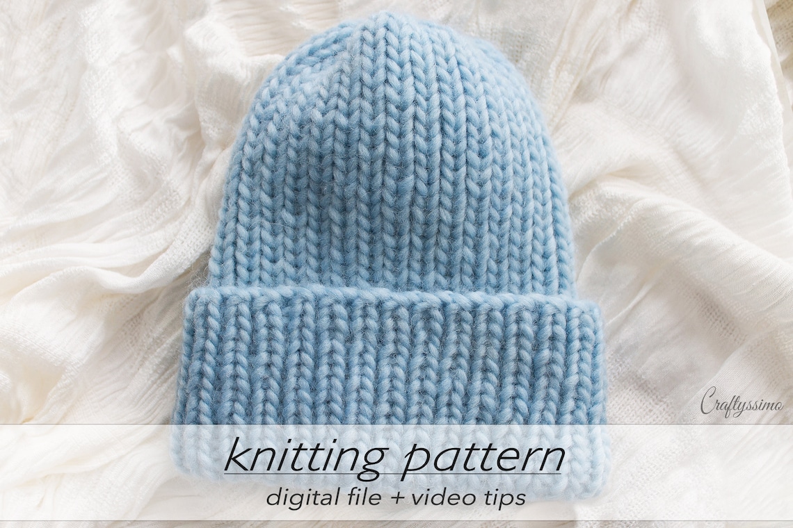 KNITTING PATTERN: Classic 1x1 Rib Hat Winter Beanie Knit | Etsy