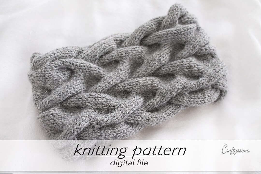 KNITTING PATTERN: Large Braid Cables Headband Winter Ear Wrap Tutorial ...