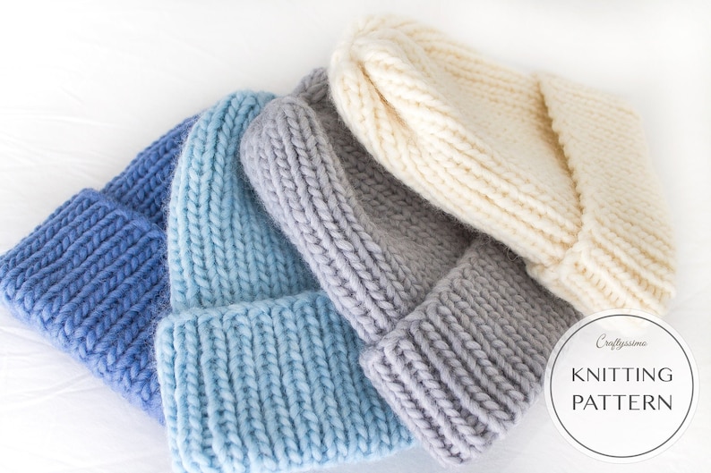 KNITTING PATTERN: Classic 1x1 Rib Hat Winter Beanie Knit | Etsy