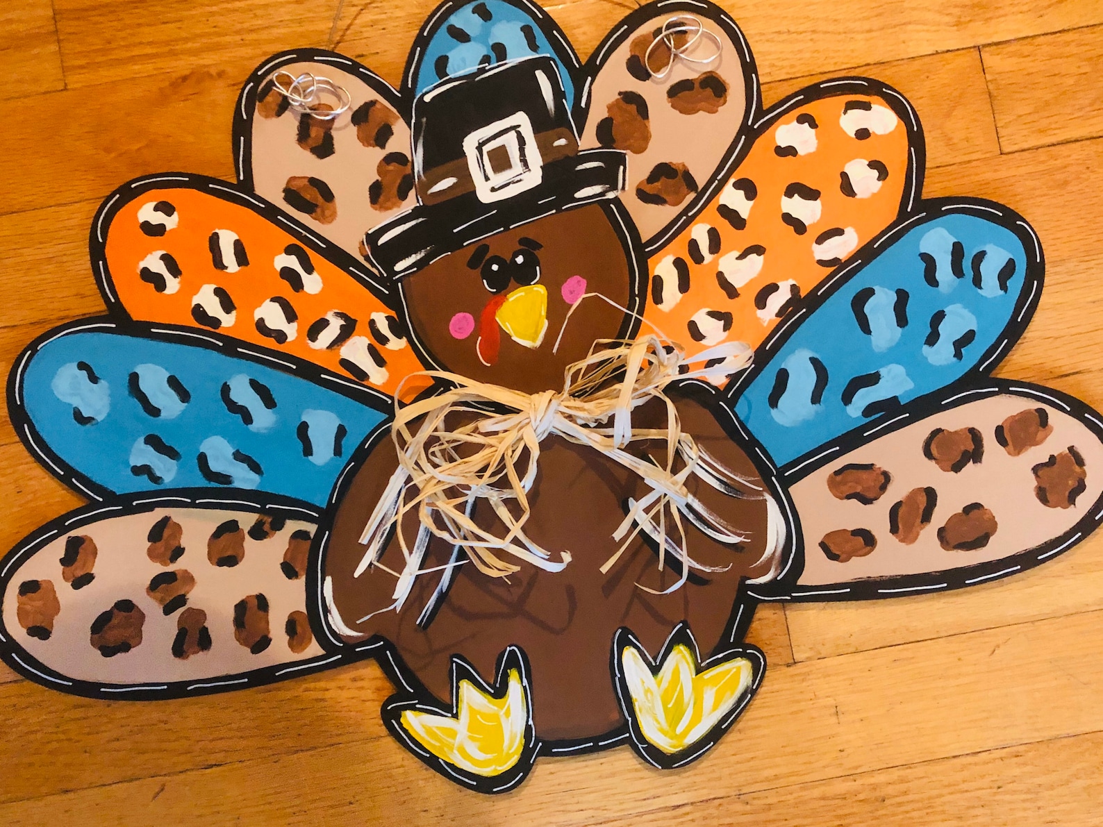 Turkey Door Hanger| Thanksgiving Door Hanger Sign | Turkey Leopard ...