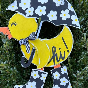 Hand-painted Spring Duck Door Hanger: Floral Umbrella Decor - Etsy