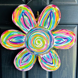 Bright Flower Door Hanger, Summer Door Hanger, Whimsy Flower Door ...