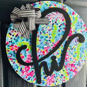 Summer Door Hanger, Flower Door Hanger, Preppy Door Hanger, Wood Door ...
