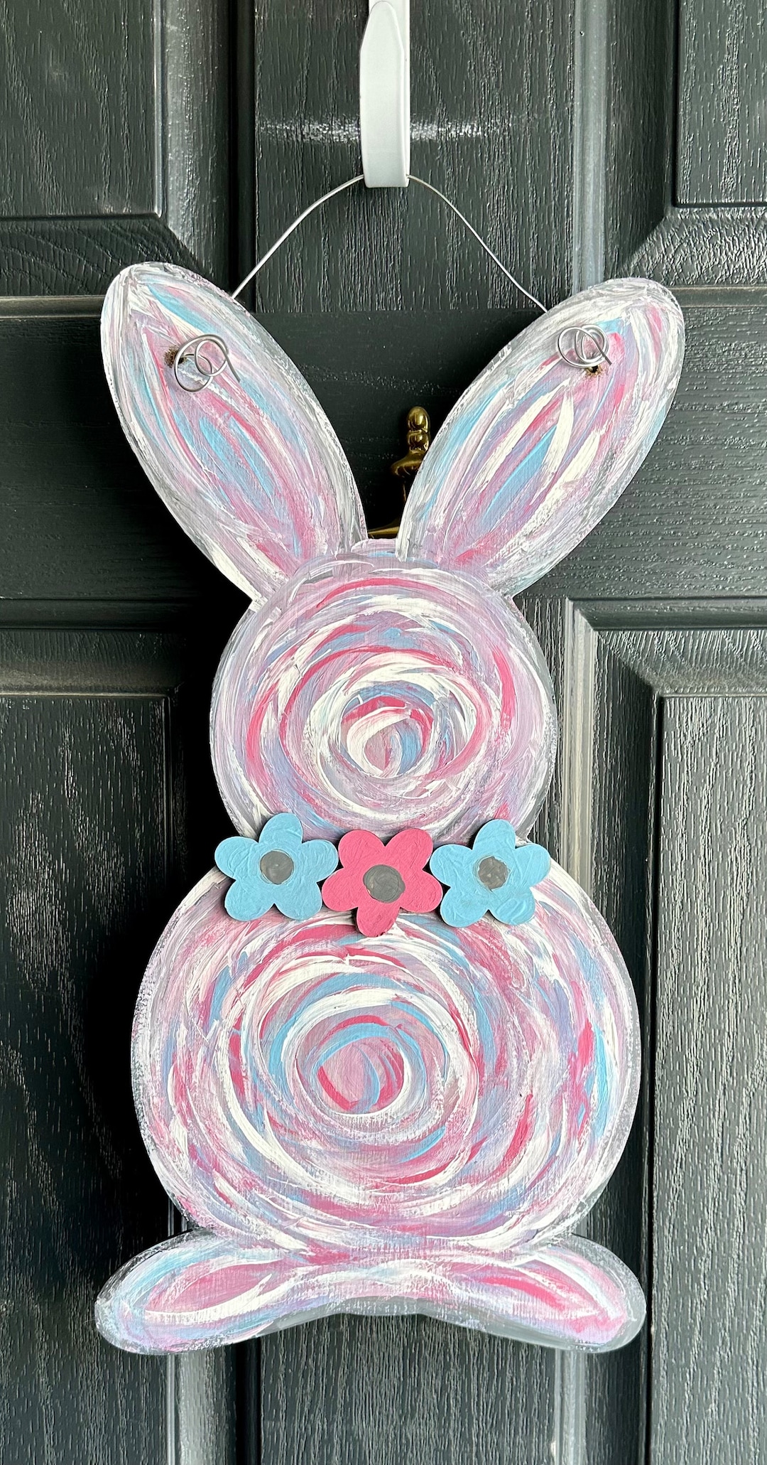 Spring Door Hanger, Bunny Door Hanger, Easter Door Hanger, Spring Boho ...