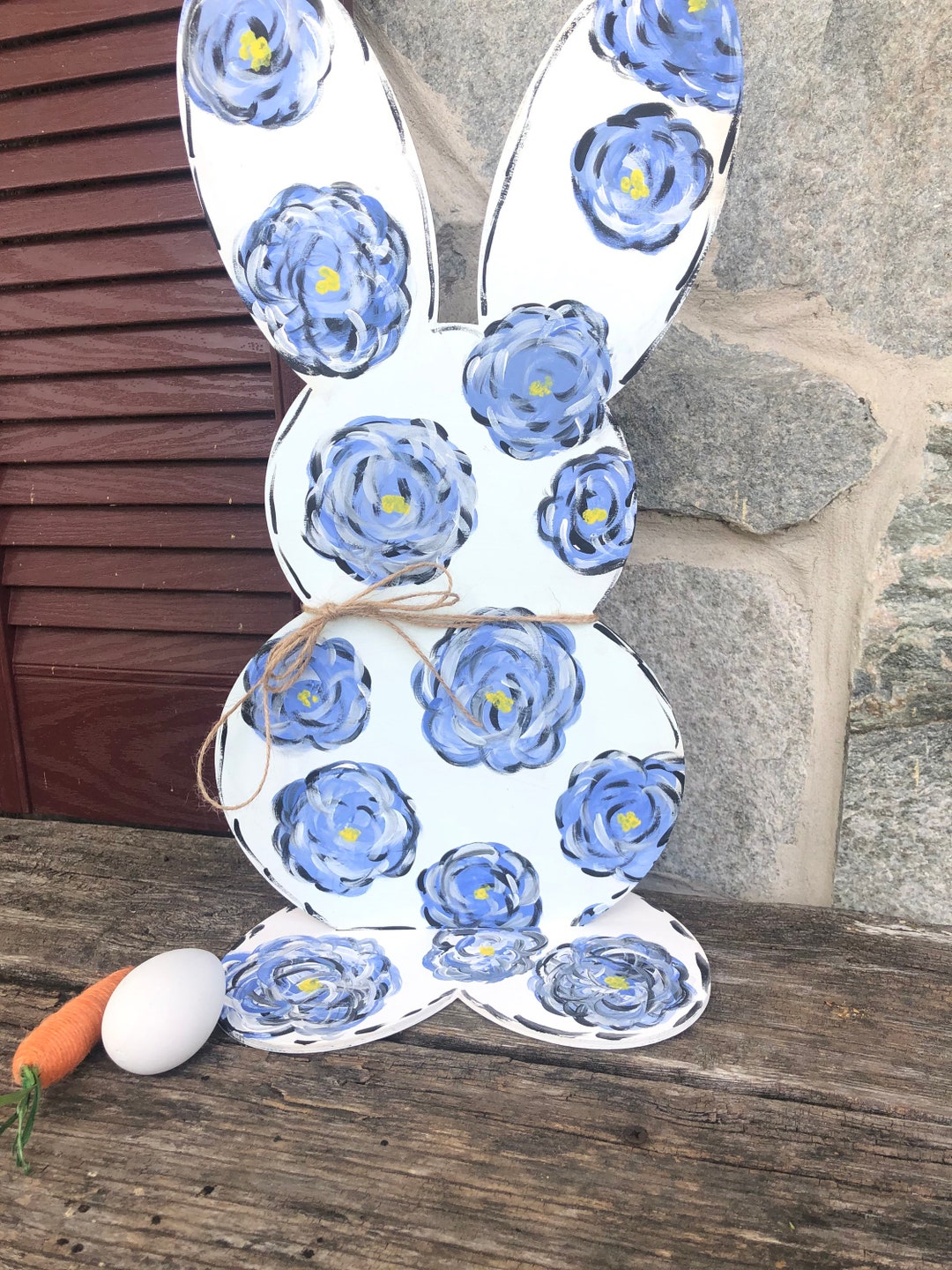 Farmhouse Standing Bunny, Standing Wood Bunny, Shabby-chic Bunny ...