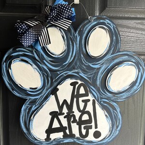 We Are Door Sign| Blue and White Paw Sign Door Sign | Penn State Decor ...