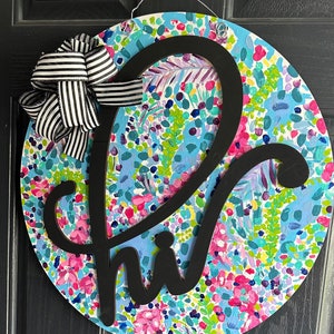 Summer Door Hanger, Flower Door Hanger, Preppy Door Hanger, Wood Door ...