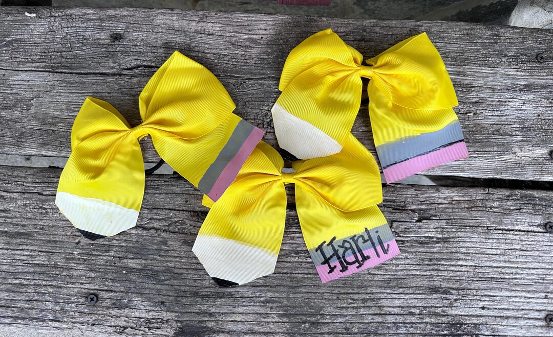 Personalized, Painted Pencil Bows - Etsy