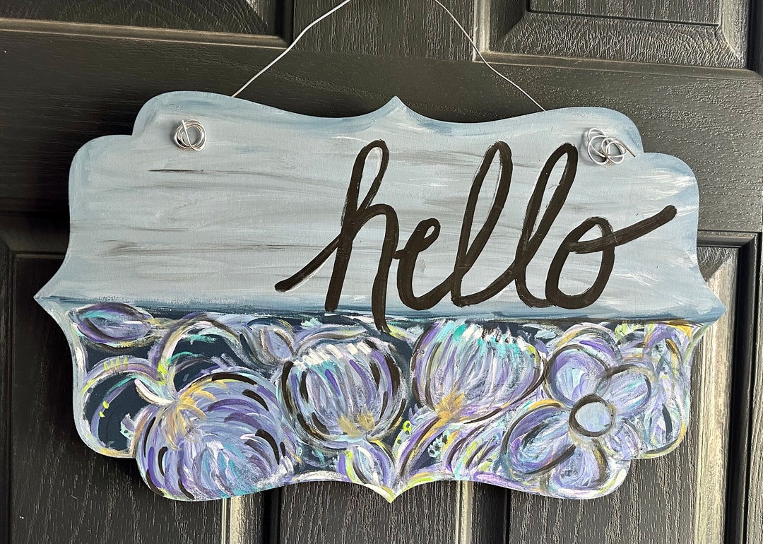 Hello Door Sign, Hello Lilly Inspired, Welcome Door Hanger, Front Door ...