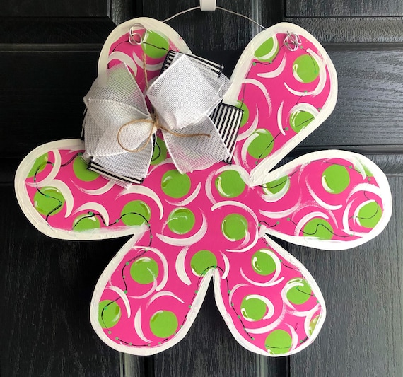Summer Door Hanger Whimsical Flower Door Hanger Pink and - Etsy