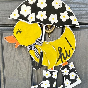 Spring Front Door Hanger, Wood Door Hanger, Duck Door Hanger, Flower ...