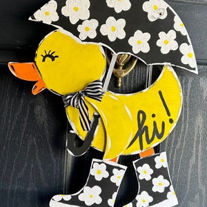 Spring Front Door Hanger, Wood Door Hanger, Duck Door Hanger, Flower ...