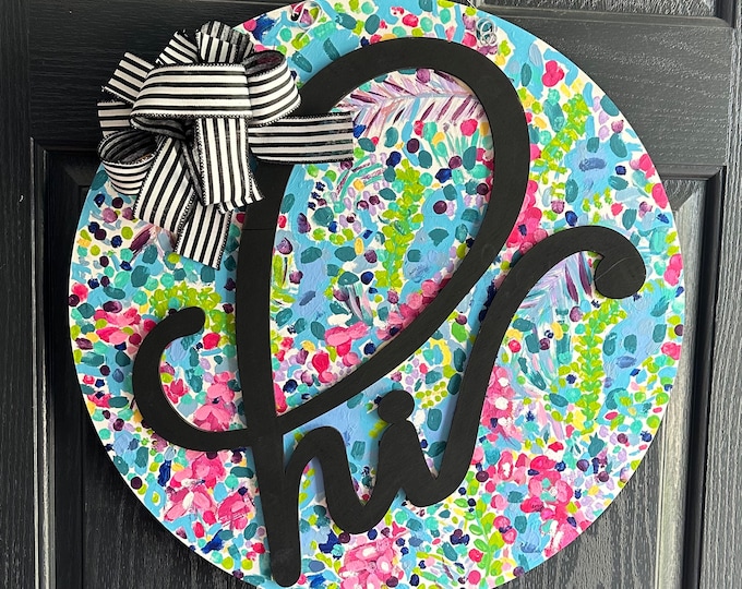 Summer Door Hanger, Flower Door Hanger, Preppy Door Hanger, Wood Door ...