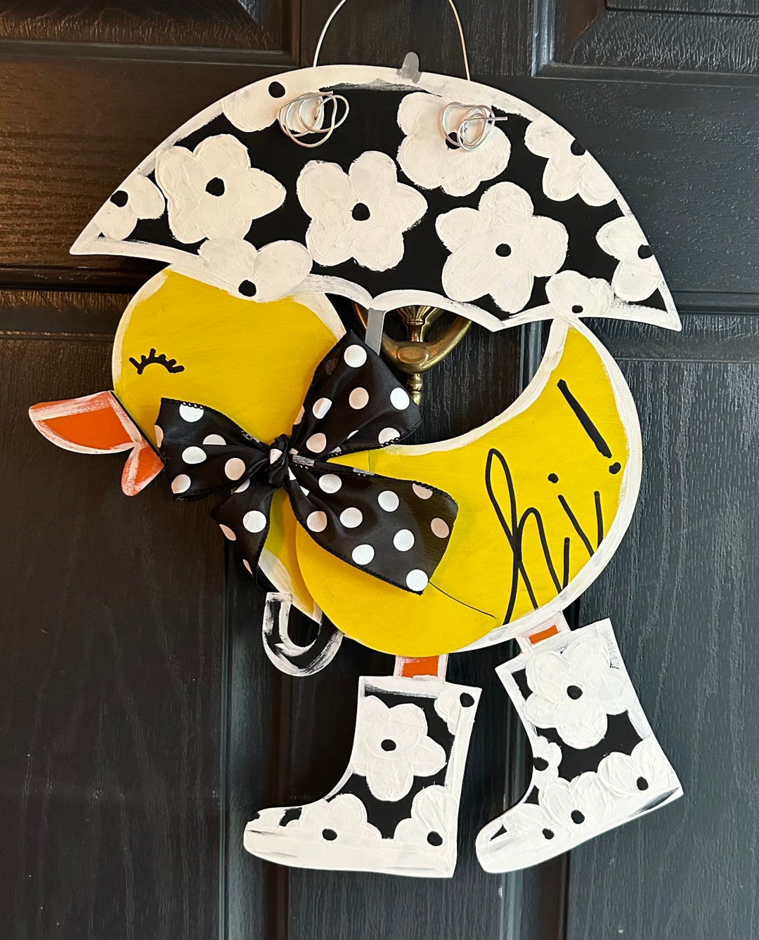 Spring Front Door Hanger, Wood Door Hanger, Duck Door Hanger, Flower ...