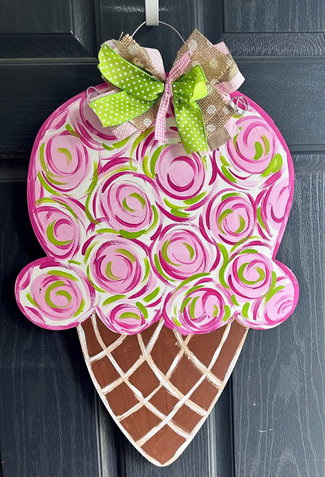 Ice Cream Door Hanger: 22" Summer Front Door Sign - Etsy
