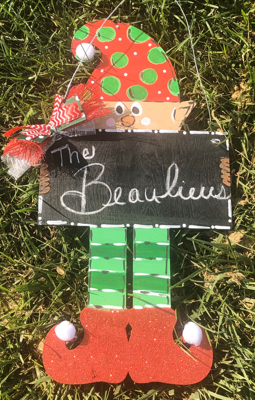 Personalized Christmas Elf Door Hanger: Glitter Feet, Holiday Decor - Etsy