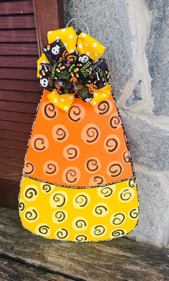 Candy Corn Door Hanger Halloween Door Hanger Fall Door - Etsy