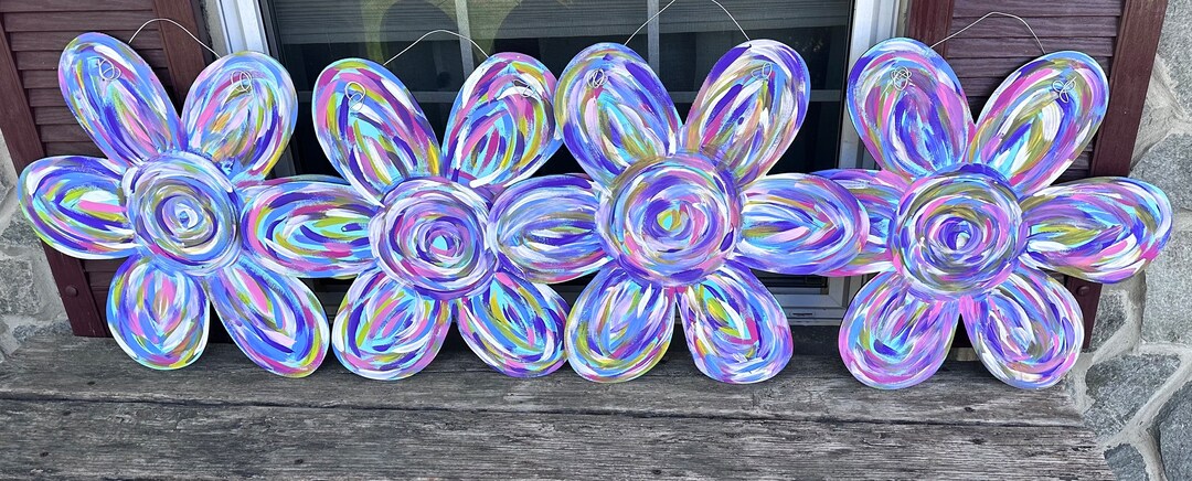 Bright Flower Door Hanger, Summer Door Hanger, Whimsy Flower Door ...