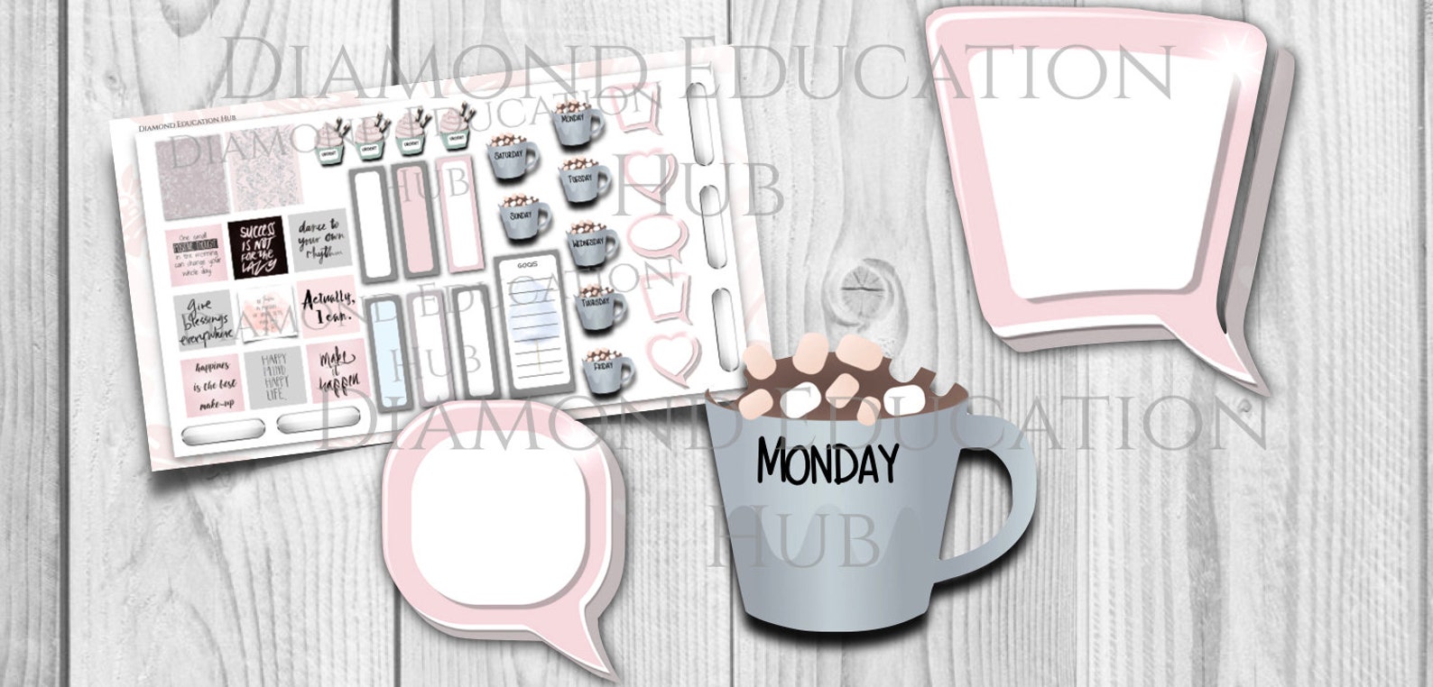 Hot Chocolate and Cakes Inspired Printable Stickers for - Etsy UK
