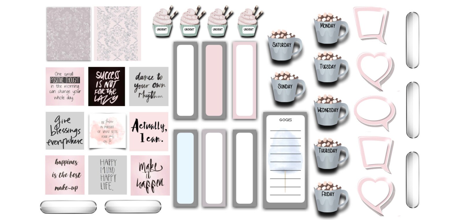 Hot Chocolate and Cakes Inspired Printable Stickers for - Etsy UK