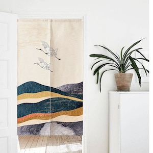 Japanese Crane Doorway Noren Curtain, Art Wall Tapestry for Home Decor ...