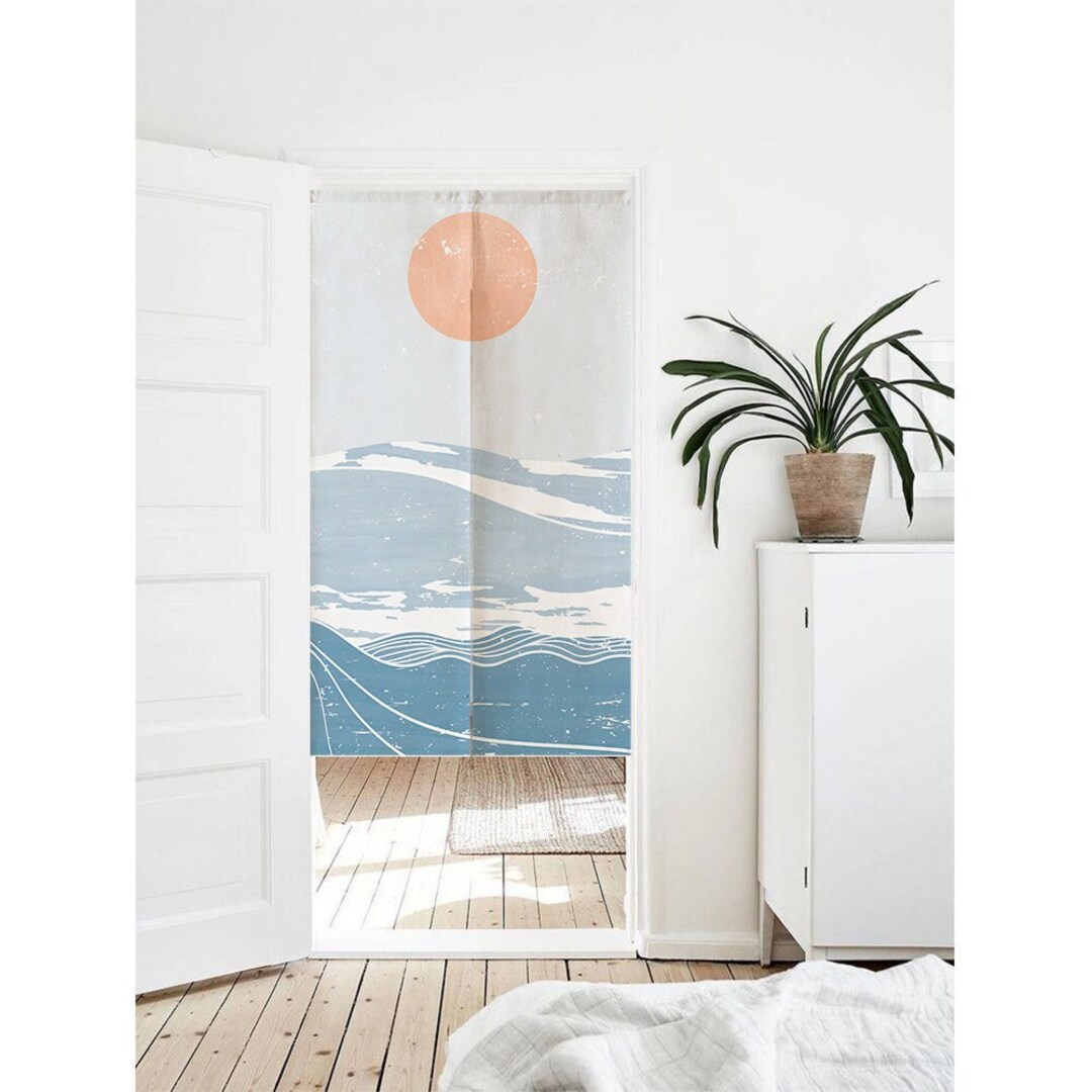 Blue Modern Doorway Noren Curtain, Art Wall Tapestry for Home Decor ...