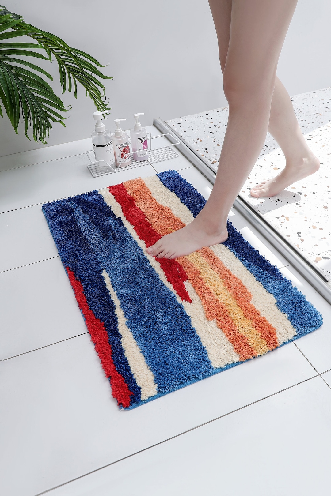 Handcrafted Beach Sunset Bath Mat 50x80cm, Tufted Plush Bath Rugs ...