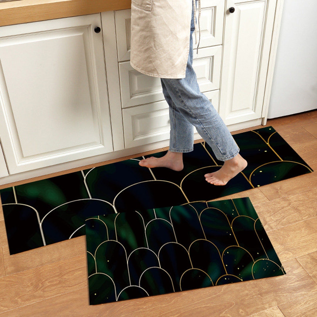 Easycare Vinyl Kitchen Runner Mat, Abstract Geometric Aesthetic Art ...