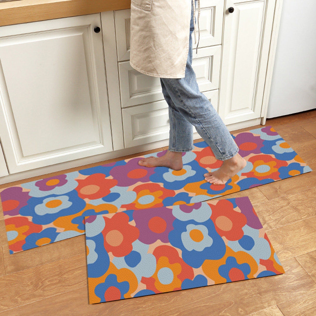 Easycare Vinyl Kitchen Mat, Blooming Daisy Flowers Art Print ...