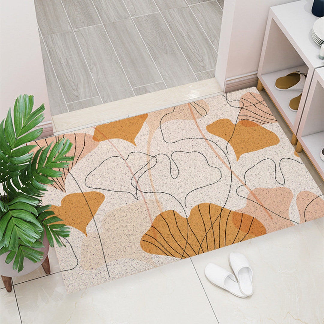 Entryway Doormat Modern Ginkgo Leaves Art Print Coil Mat,dirt Remove ...