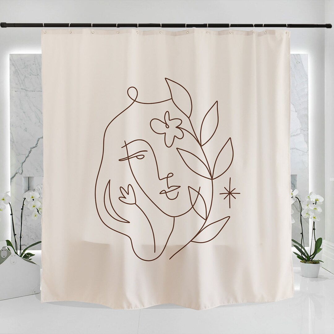 Hand Drawn Zen Line Art Print Shower Curtain - Etsy