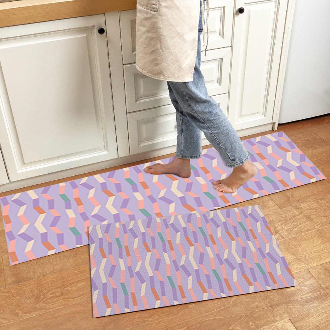 Easycare Vinyl Kitchen Runner Mat, Aesthetic Purple Confetti Art Print ...