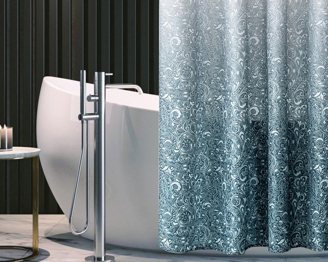 Heavy Fabric Shower Curtain Waterproof Washable 71x71in With Hooks ...