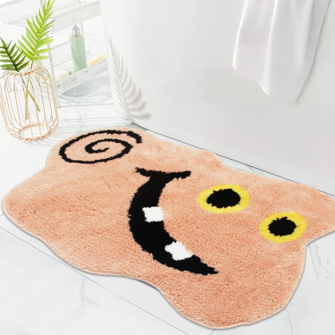 Funny Face Bath Mat, Plush Cute Irregular Shaped Bath Rugs, Washable ...