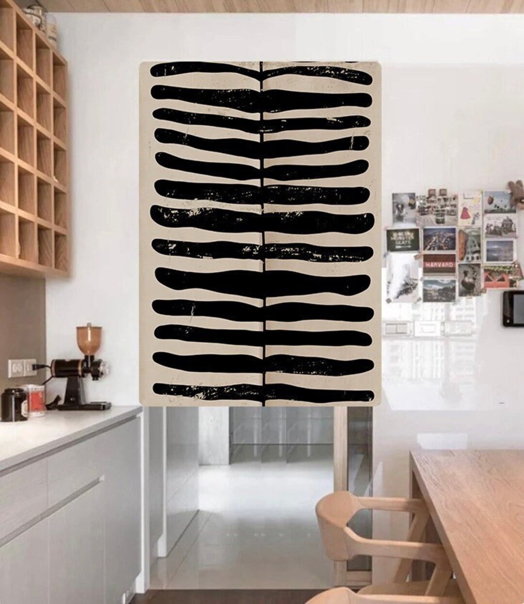 Modern Art Print Wavy Lines Doorway Curtain Noren,aesthetic Simple ...