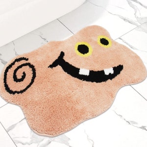 Funny Face Bath Mat, Plush Cute Irregular Shaped Bath Rugs, Washable ...