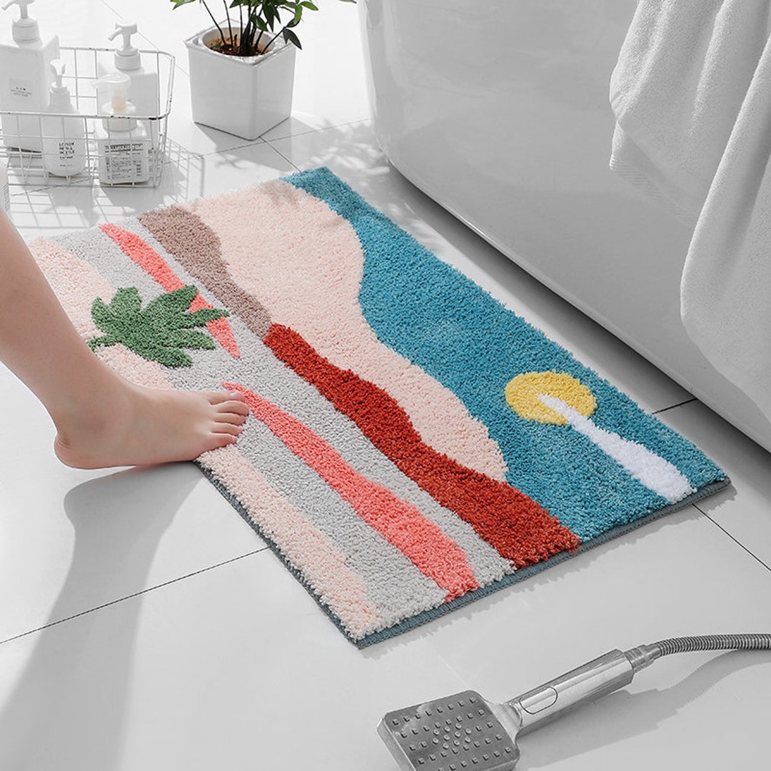 Handcrafted Hawaii Beach Bath Mat 50x80cm, Tufted Plush Bath Rugs ...